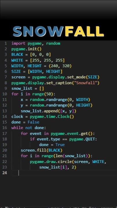 Simulation of Snowfall in Python using PyGame #coding #shorts #programming - YouTube