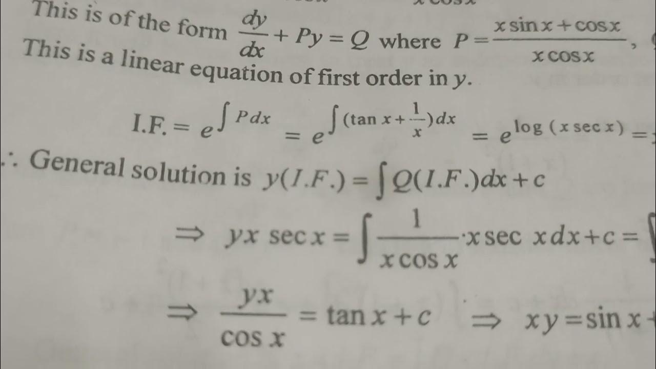 Solve linear differential equation problem - YouTube