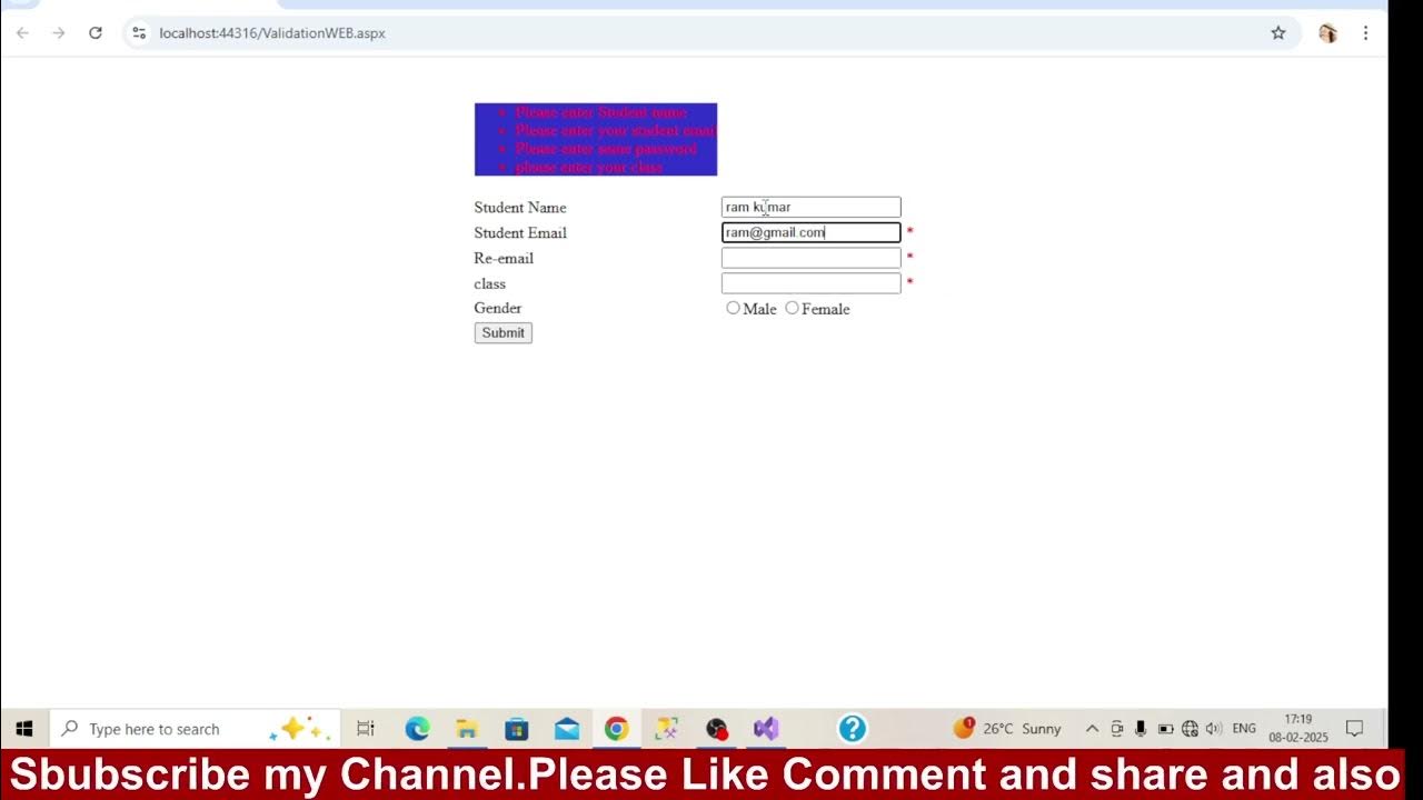 class:- 40 How to use Custome Validator in ASP NET Web form - YouTube
