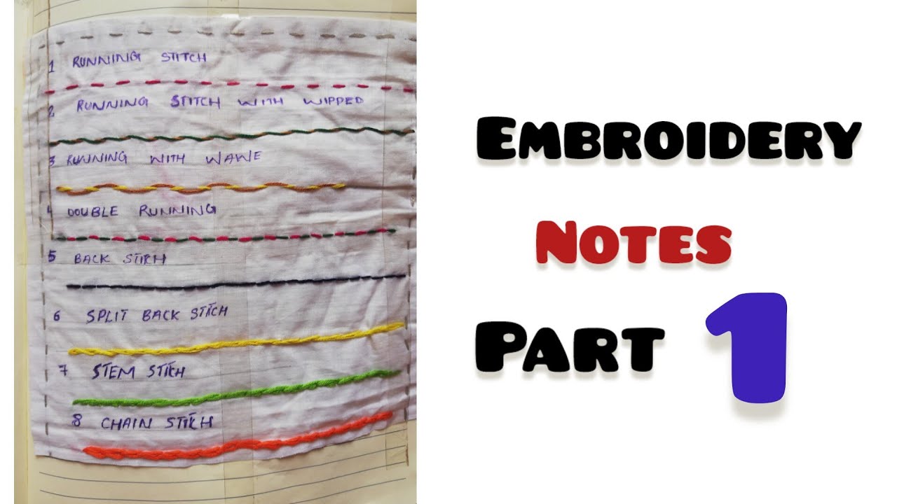 #embroidery notes part 1 #free embroidery class - YouTube
