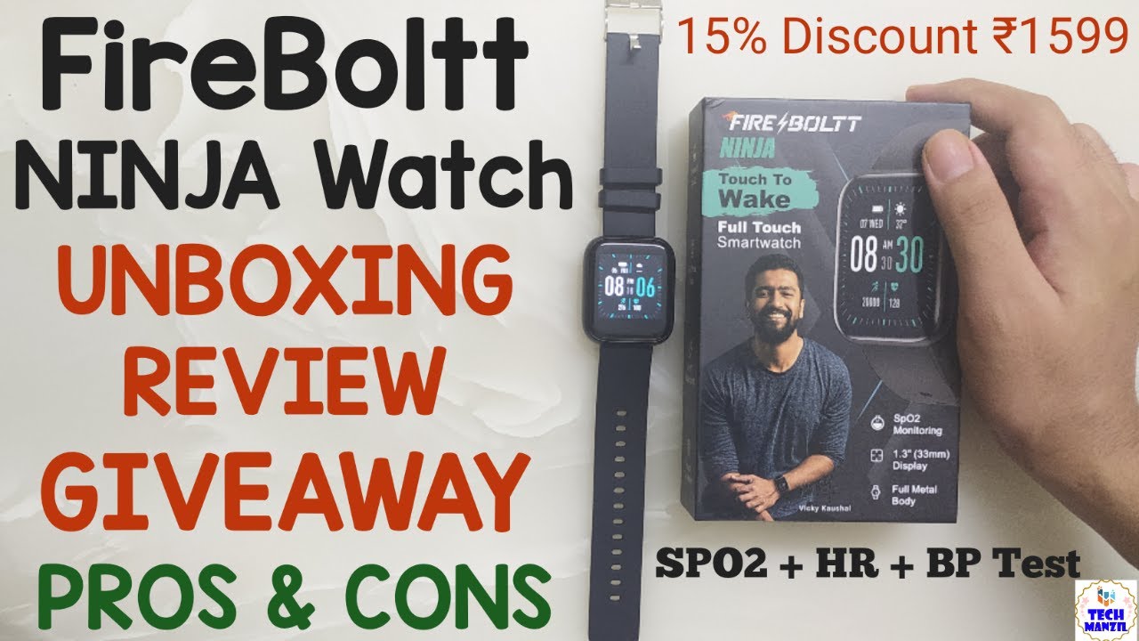 Fire boltt ninja smartwatch - unboxing + review + giveaway | firebolt ...