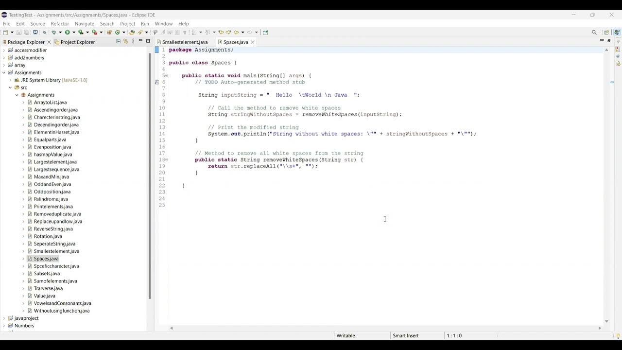 Removing Space in Java , How is it possible, Its an easiest solution ...