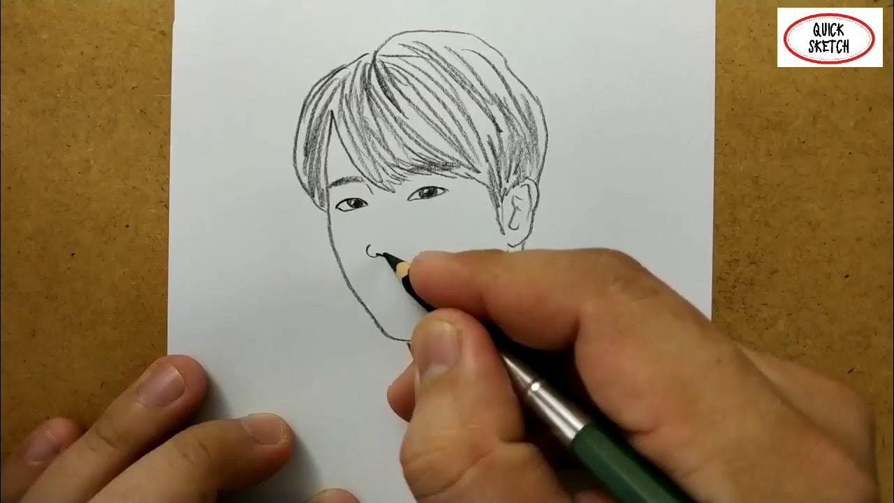 VERY EASY, how to draw BTS kpop boyband / quick sketch - YouTube
