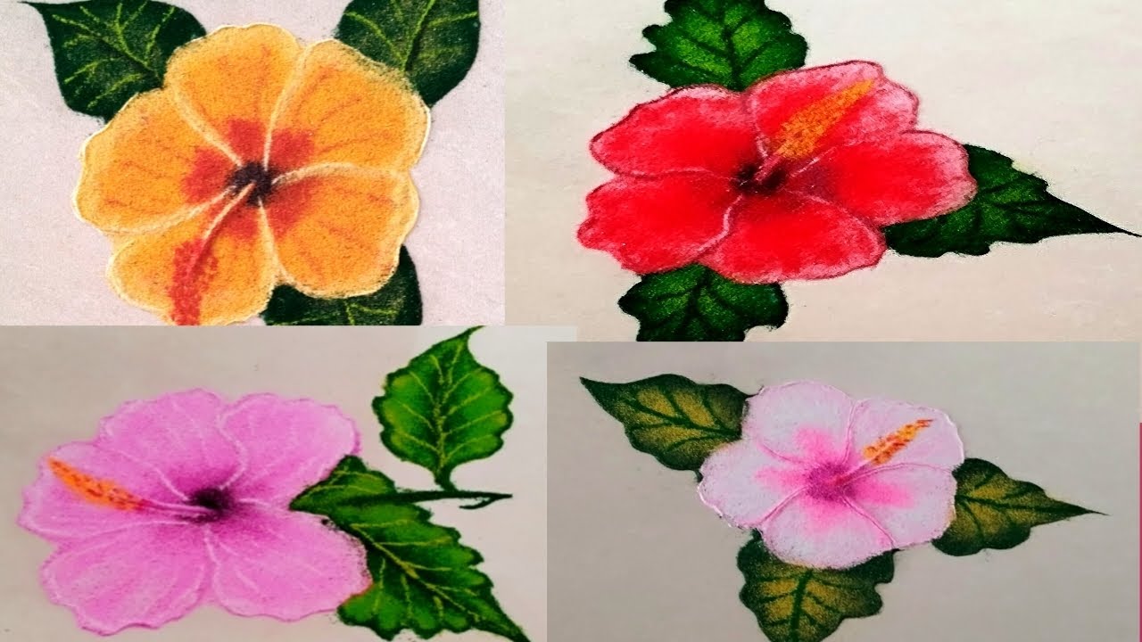Easy Hibiscus🌺 Flower Rangoli Design | Small rangoli design | - YouTube