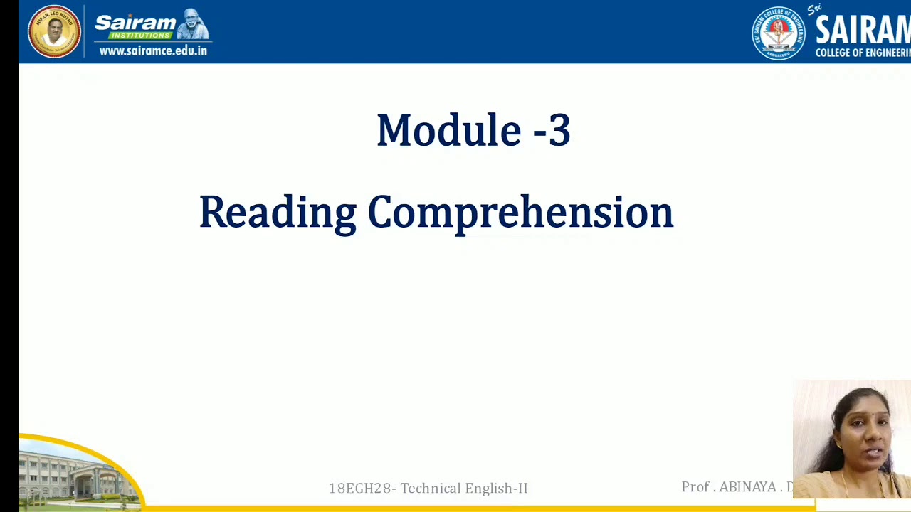 Lecture video_ Technical English 2_ Module 3_ Reading Comprehension ...