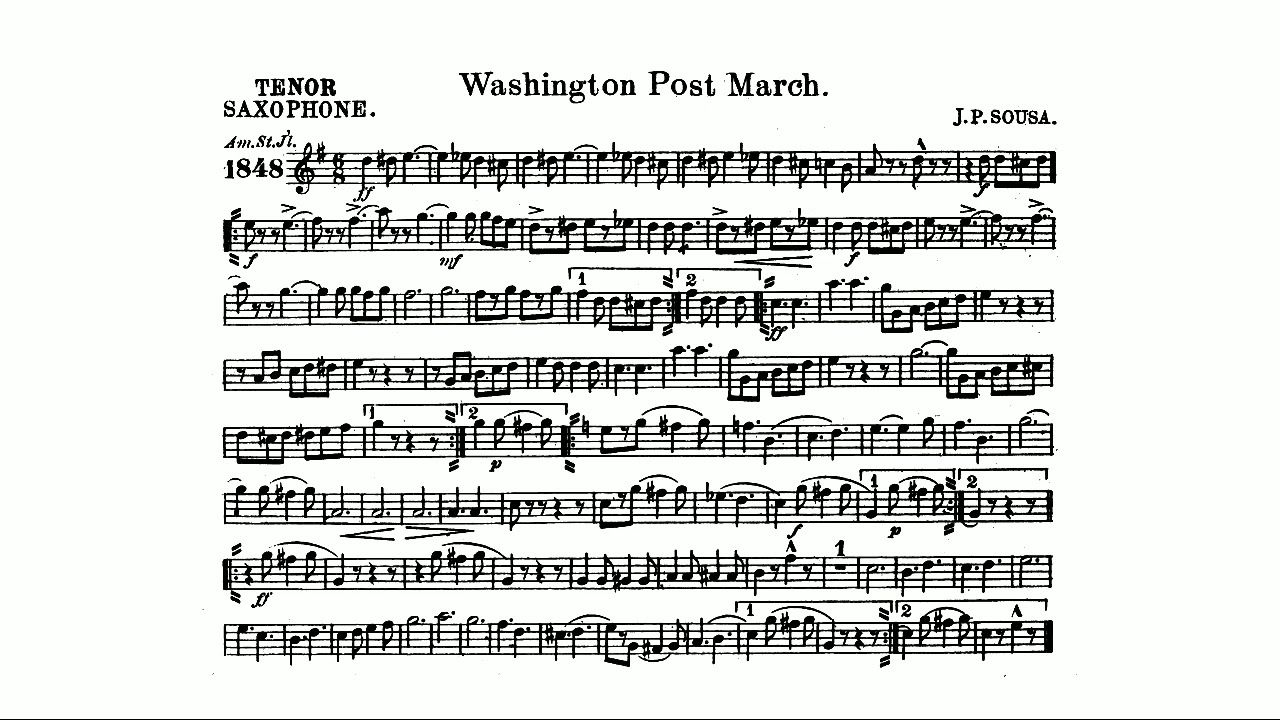 The Washington Post March Sheet music for Tenor Saxophone - John Philip ...
