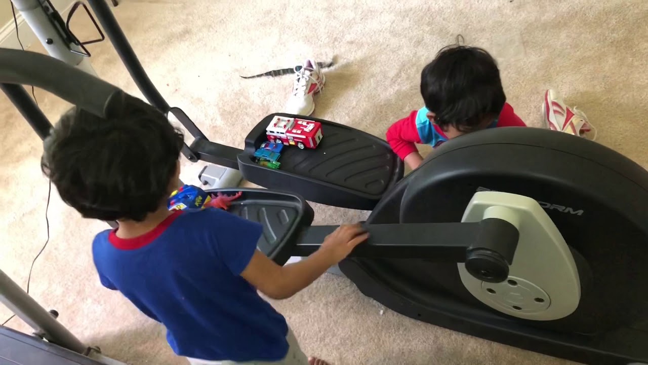 Giving rides to our toys on treadmill - YouTube