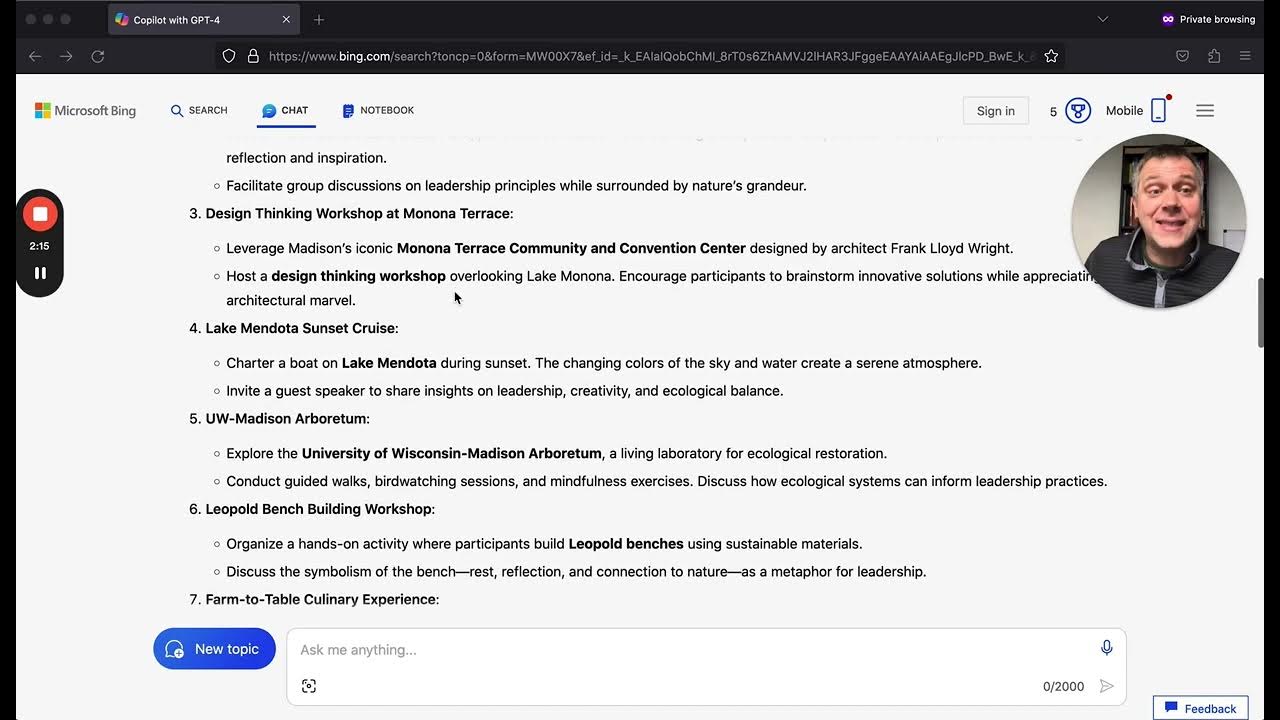 AI Microsoft Copilot - Bing Chat Demo: Develop Ideas with CoPilot (Aldo ...