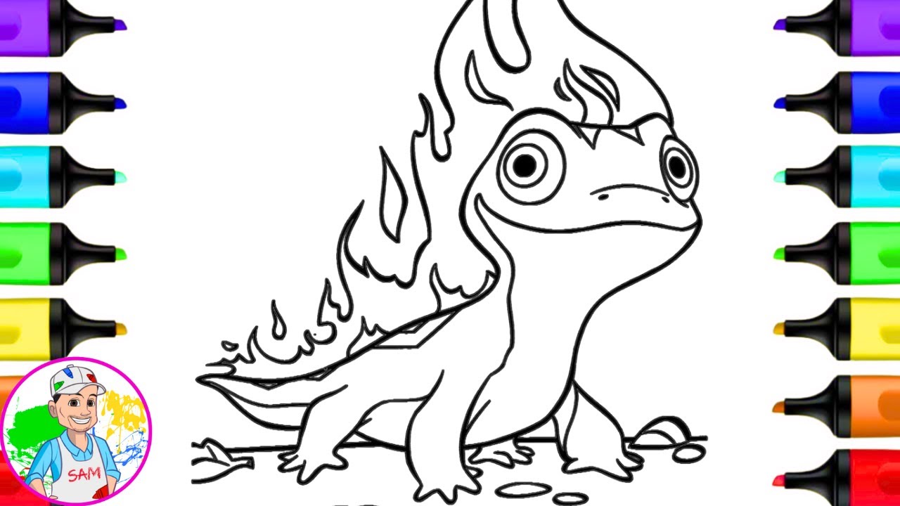 Coloring Bruni Fire Spirit Frozen 2 Coloring Pages | Disney Frozen ...