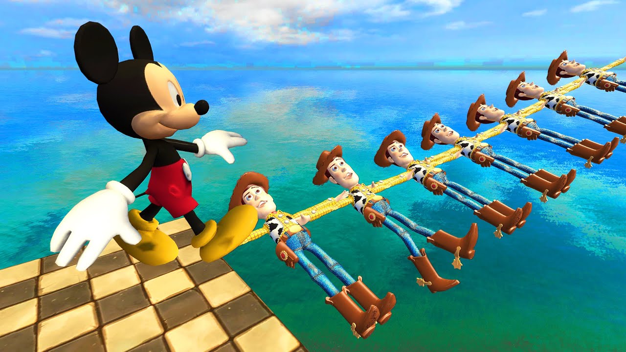 Mickey Mouse and Woody Bridge Animations & Ragdolls in Gmod - YouTube
