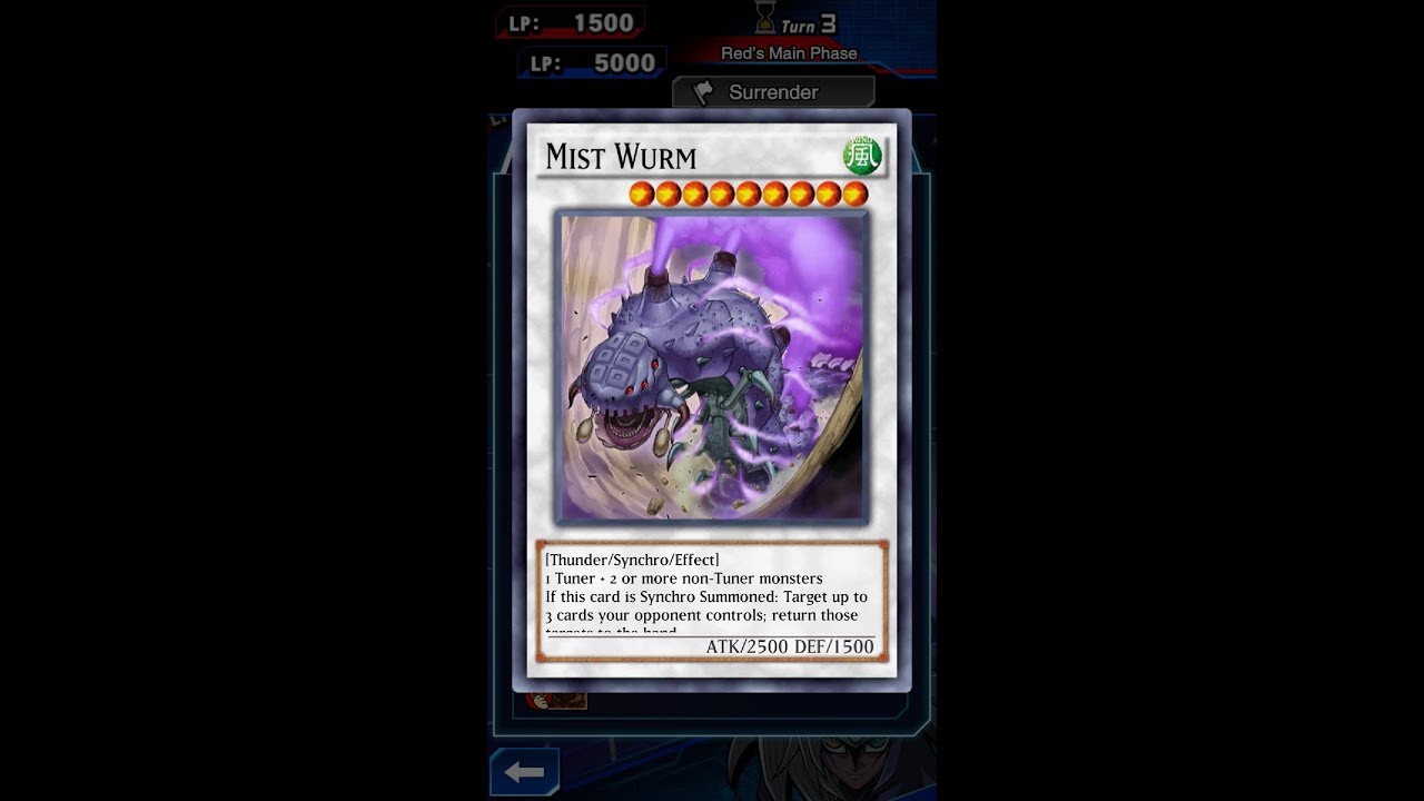 Yugioh Duel Links - Return 3 Cards on the Field! Mist Wurm! - YouTube