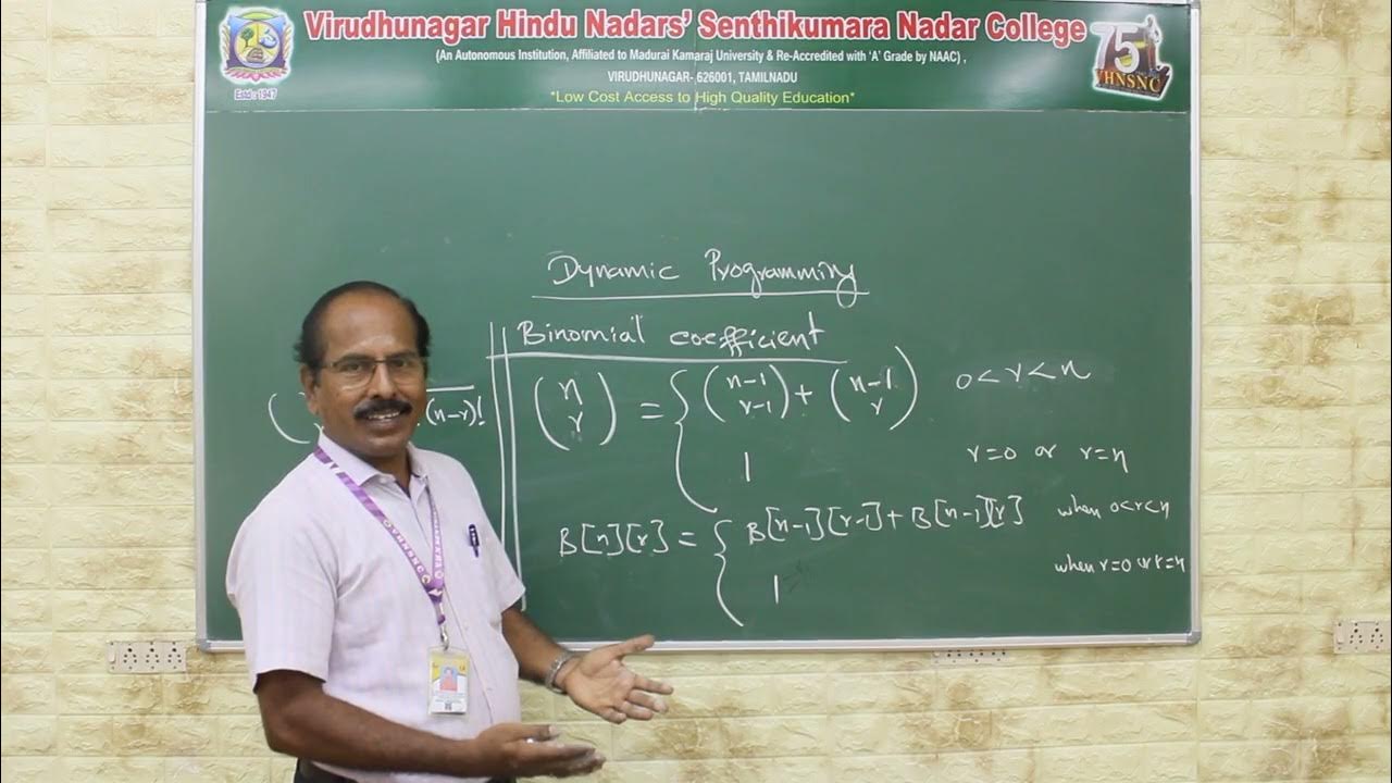 Binomial Coefficient using Dynamic Programming | Computer Algorithms | V.H.N.S.N.C (Autonomous ...