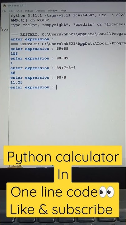 python calculator in one line code 👀 #pytho #pythoncalculator #shorts #youtubeshorts - YouTube