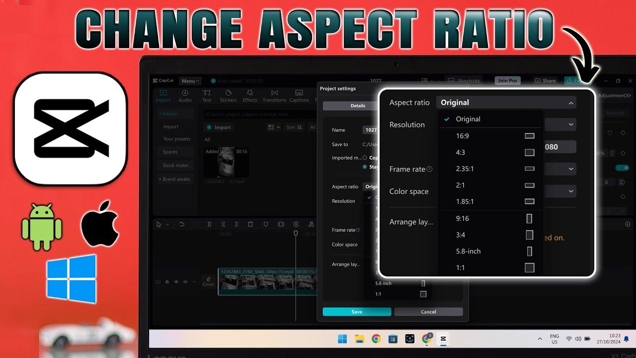 How to Change Aspect Ratio on Capcut! [App or PC] - YouTube