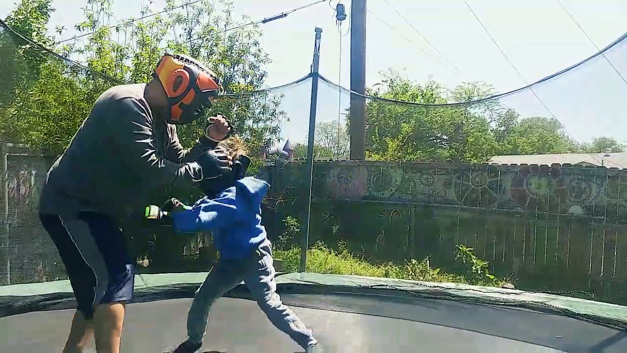 MMA Kid vs Dad Trampoline fight Part 1 Training - YouTube