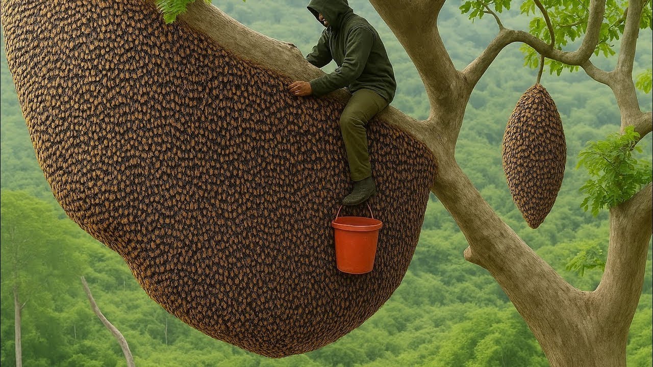 Climbed the Tree and Got Attacked Instantly by Angry Bees! || Great bee ...