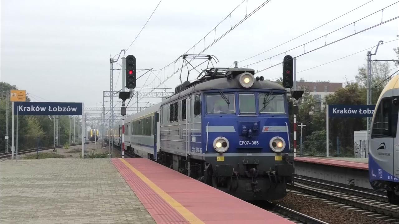 EP07-385 z IC3512 "Piast" Kraków Łobzów oraz Pesa Acatus EN77-003 SKA1 i Newag Impuls EN78-001 ...