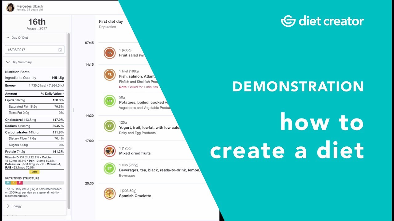 Demo 1 of the new version of Diet Creator software - YouTube