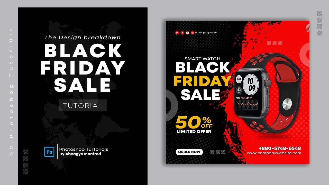 How to Design Black Friday Social Media Banner | Adobe Photoshop ...