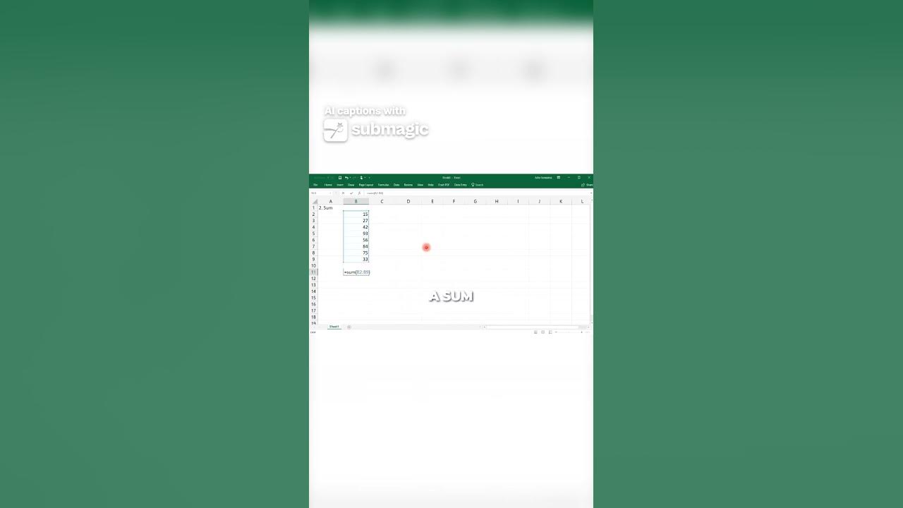 Sum Function Explained Excel Exceldataanalytics Excelshortcuts Datatips Exceltricks Youtube