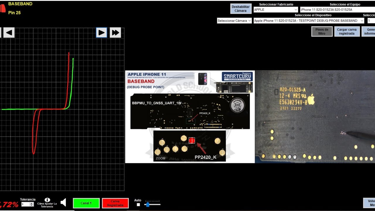 Falla en PMU BB iPhone 11, mediciones con SMARTCURV. - YouTube