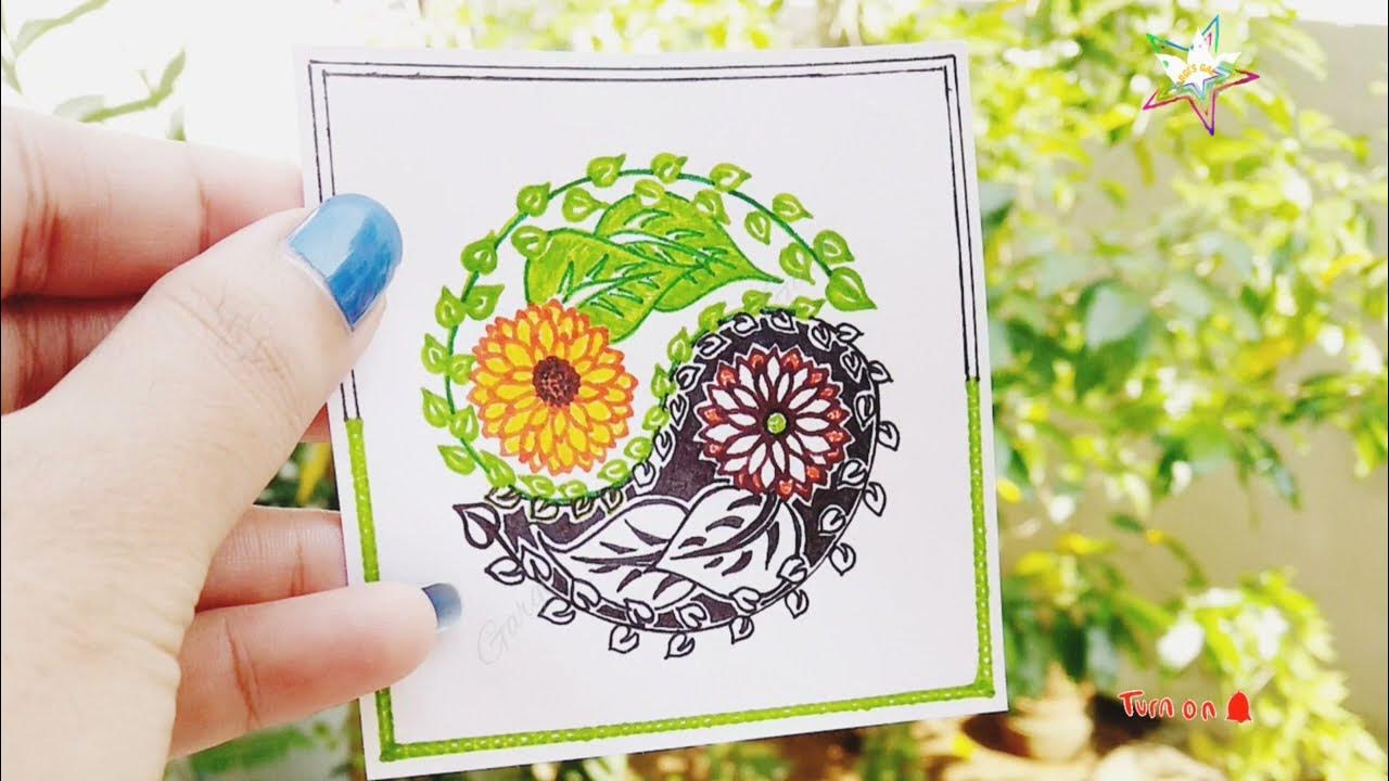 Yin yang art | How to draw yin yang step by step | Yin yang mini ...