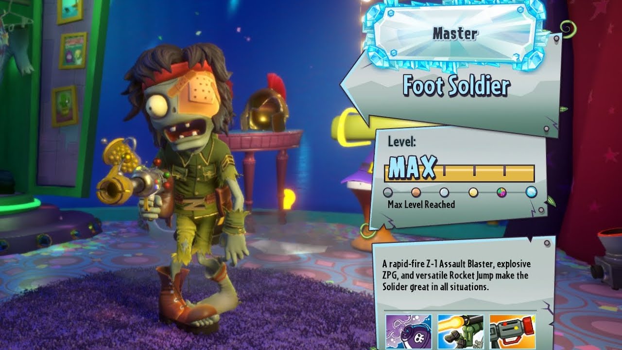 PvZ GW2 Foot soldier Max level gameplay - YouTube