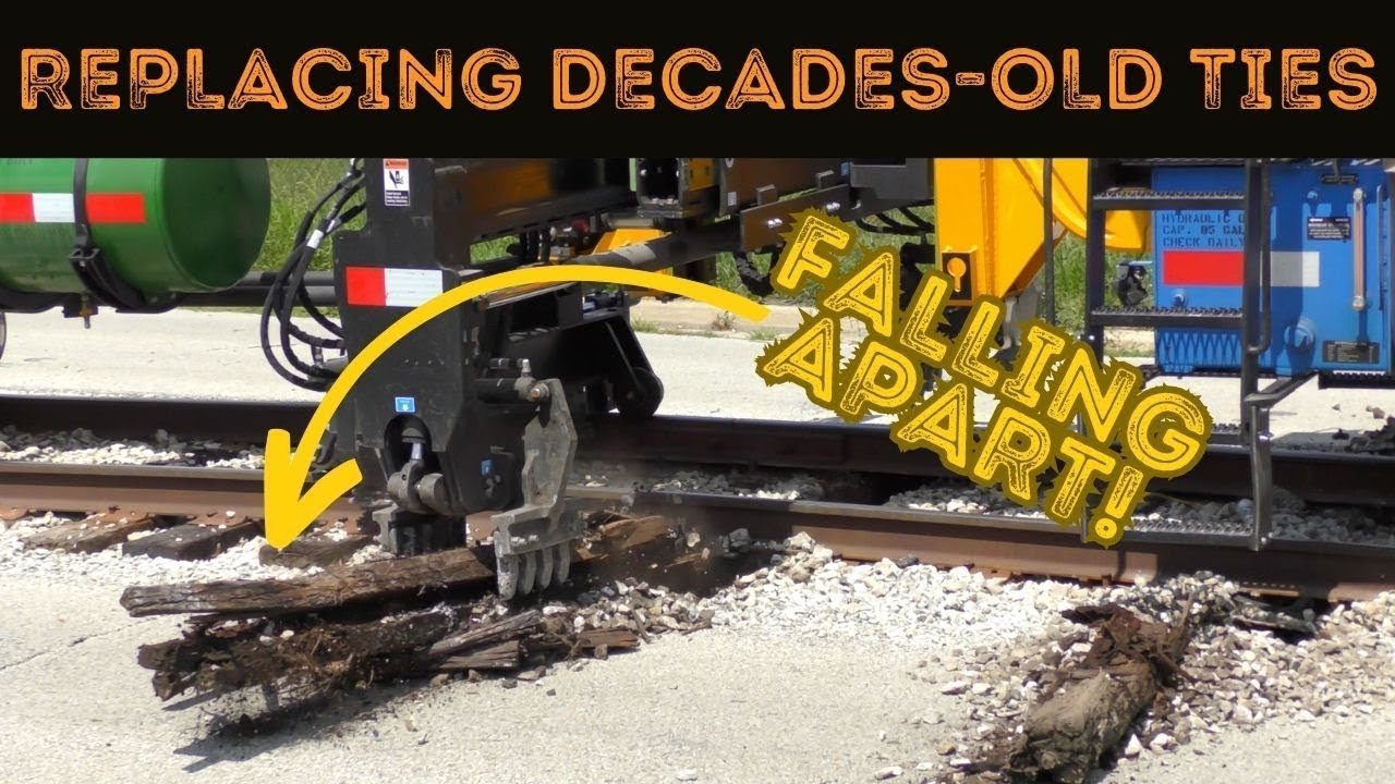 Replacing decades-old railroad ties that are just crumbling on street ...