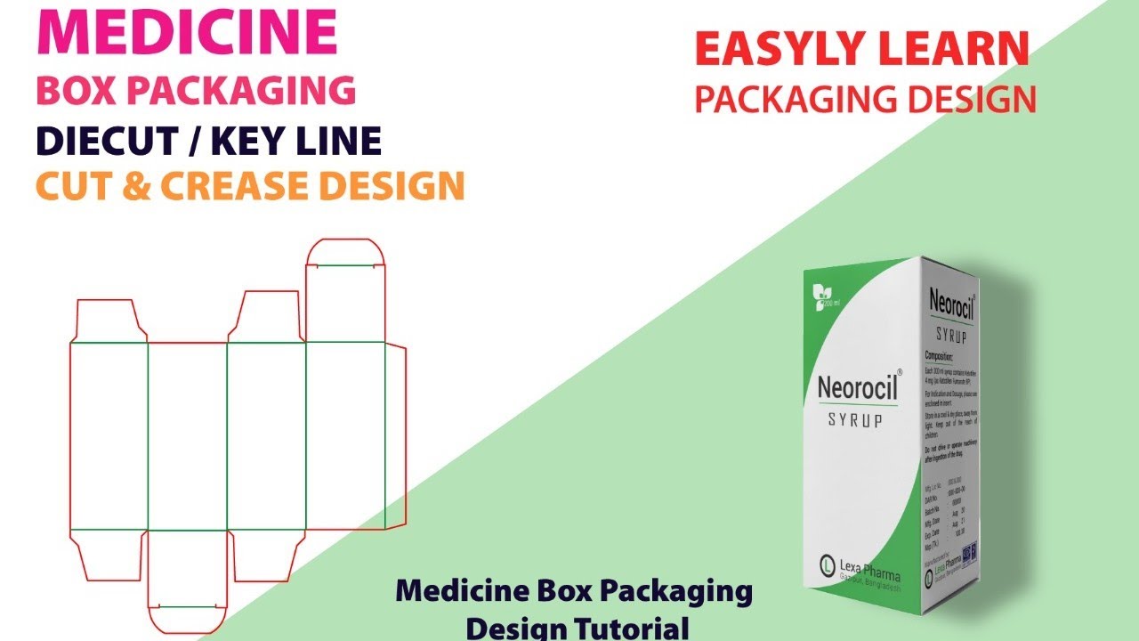 How To Make Medicine box Key Line / DieLine. Box packaging design ...