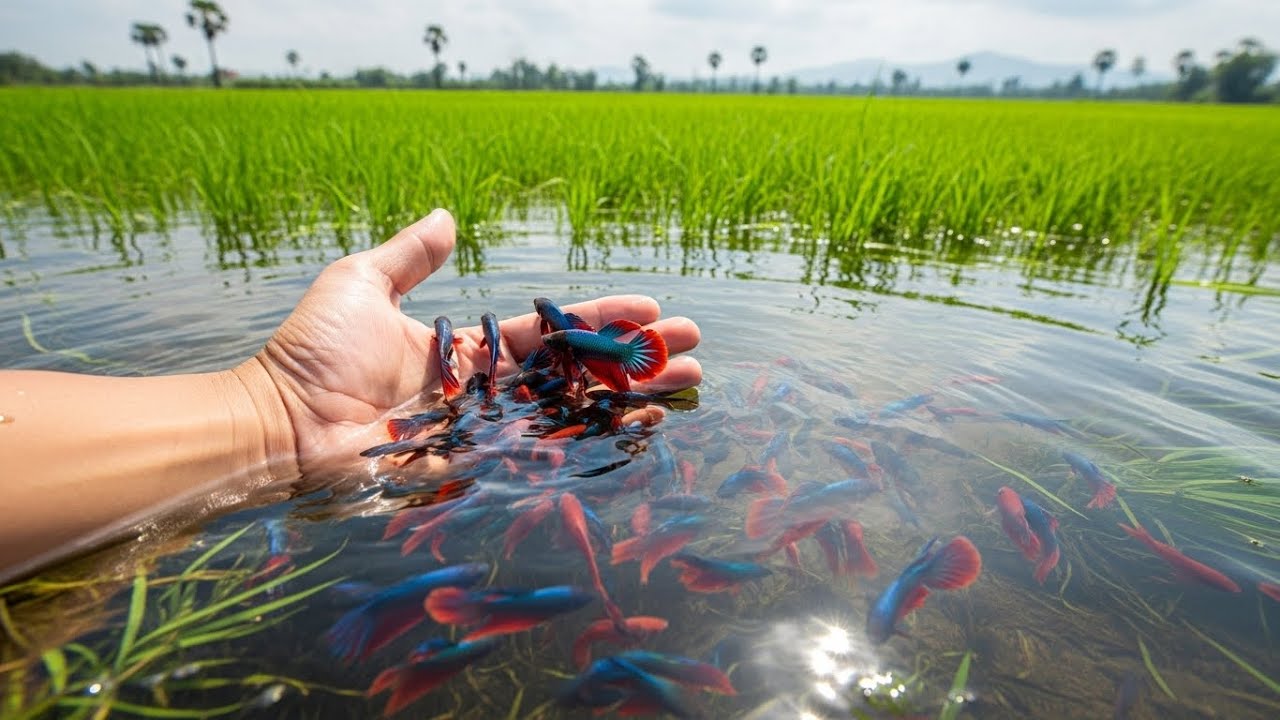 Color Explosion! Hand Catching Wild Betta Fish - YouTube