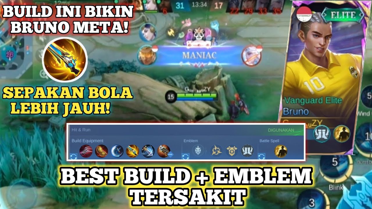 ITEM INI BIKIN BRUNO META | BEST BUILD+EMBLEM TERSAKIT! TOP GLOBAL ...
