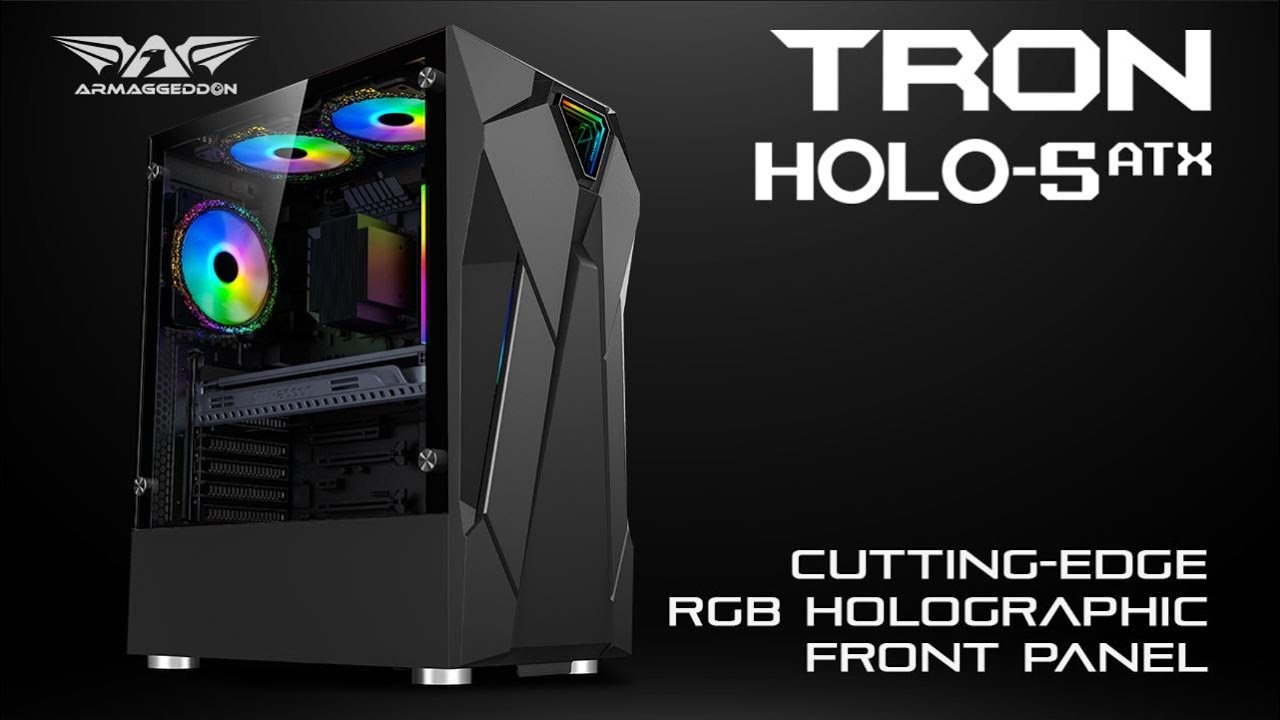 ARMAGGEDDON TRON HOLO 5 ATX PC CASE WITH RGB HOLOGRAPHIC FRONT PANEL ...