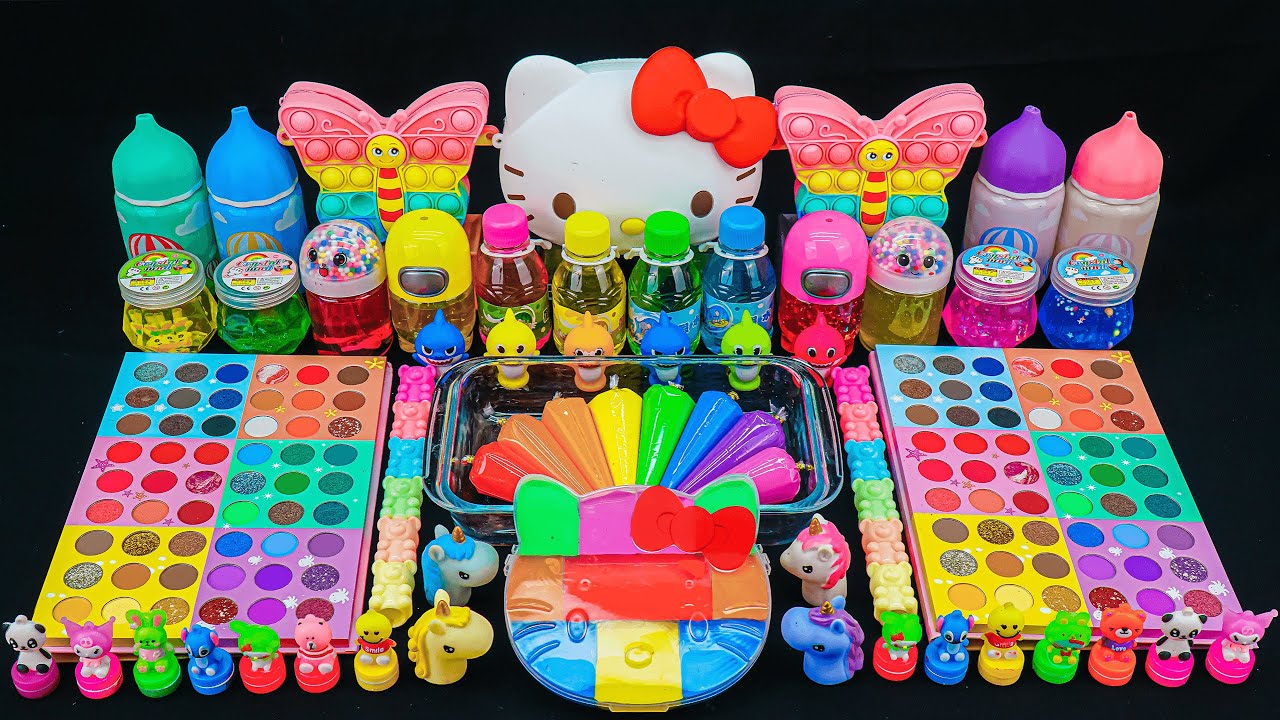 🌈 RAINBOW HELLO KITTY Slime 🌈 I Mixing random into Glossy Slime I ...