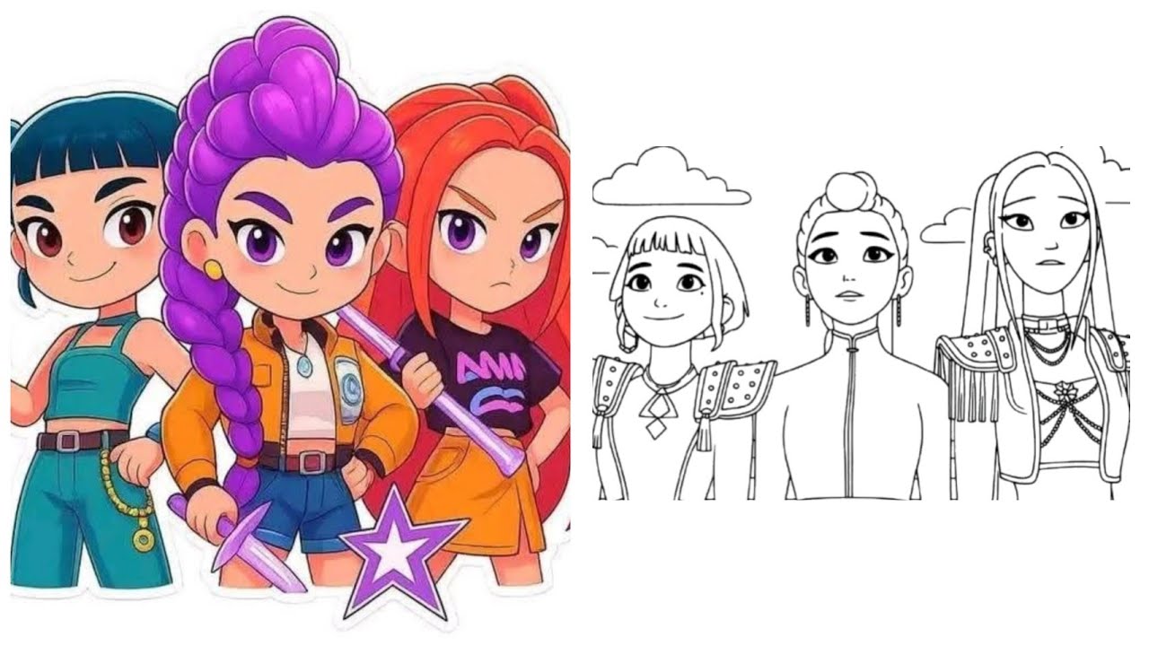 How to Draw Huntrix KPop Demon Hunters Rumi, Zoey & Mira | KPoP Demon ...
