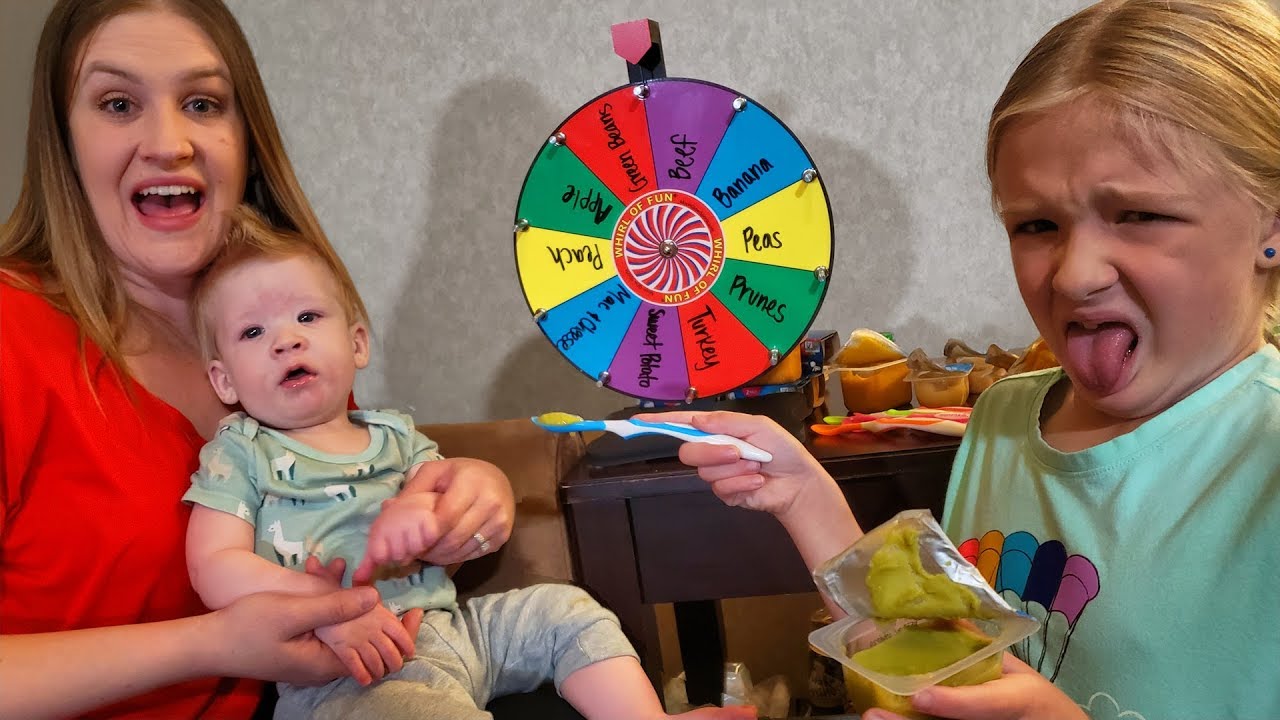 Mystery Wheel Chooses Baby's Baby Food Flavor! - YouTube