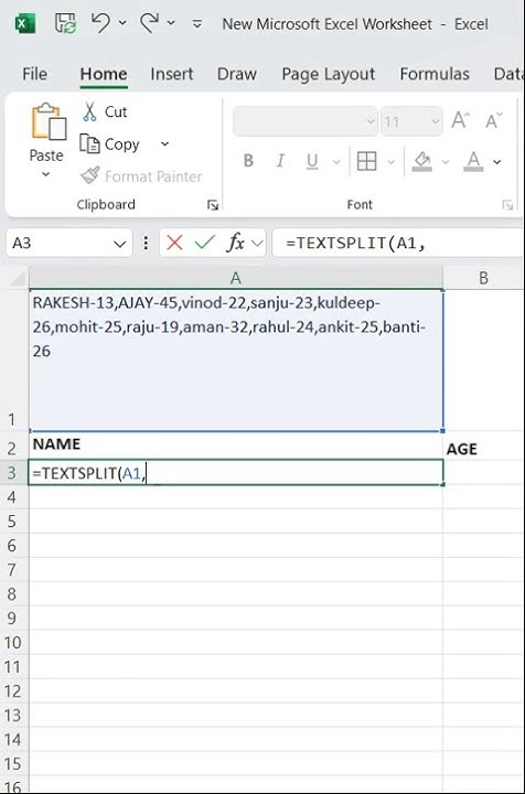 TEXT SPLIT FORMULA IN EXCEL - YouTube