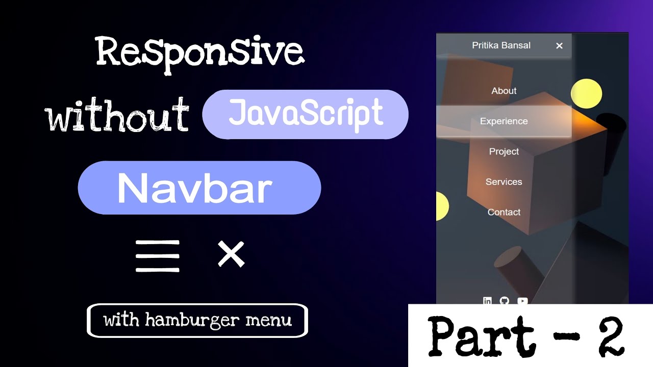 Navbar without javascript || Part - 2 || by Pritika Bansal #navbar #webdevelopment - YouTube
