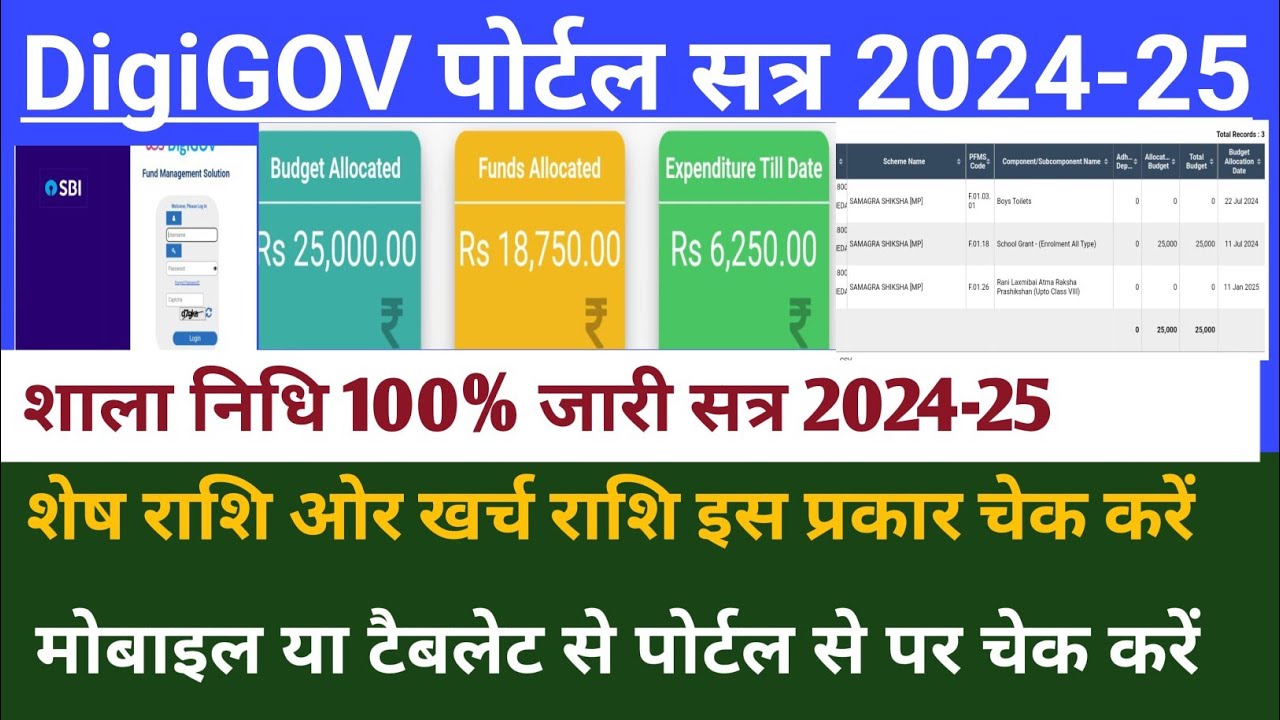 SBI DigiGOV Potal पर आकस्मिक निधि कैसे चेक करें कितनी राशि शेष है खर्च ...