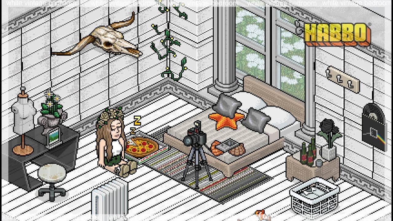 HABBO: White Vintage Bedroom - YouTube