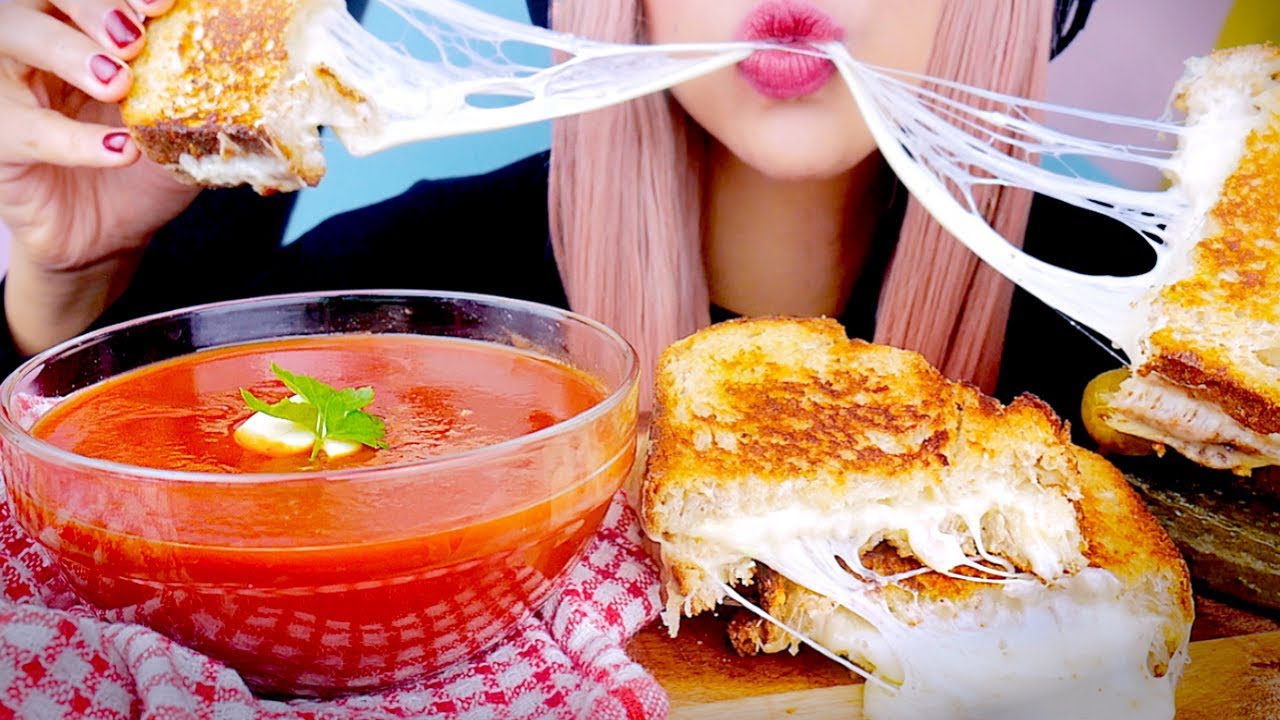 ASMR CHEESY GRILLED CHEESE SANDWICH | Crunchy Eating Sounds | No ...