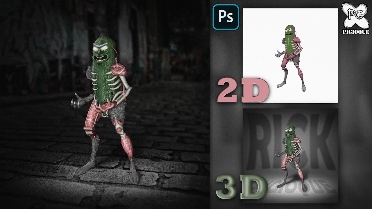 "Pickle Rick" 2D a 3D | Rick and Morty | Photoshop - YouTube