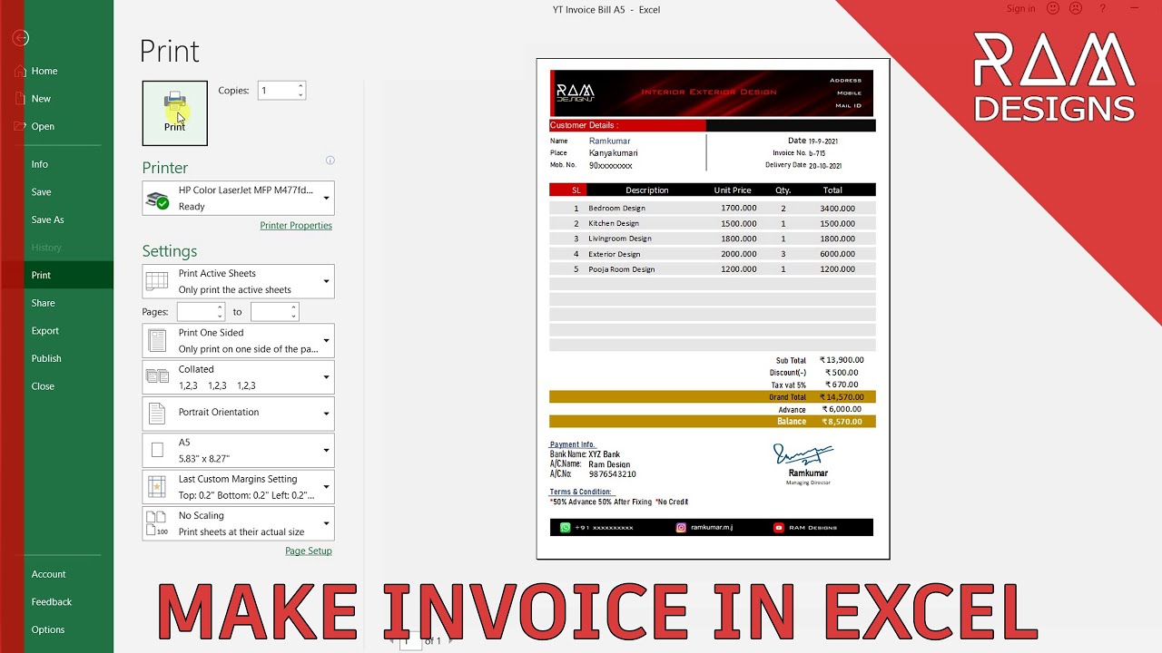 How To Make Invoice In Excel A5 Paper Size Invoice Making Tutorial how-to-make-invoice-in-excel-a5-paper-size-invoice-making-tutorial