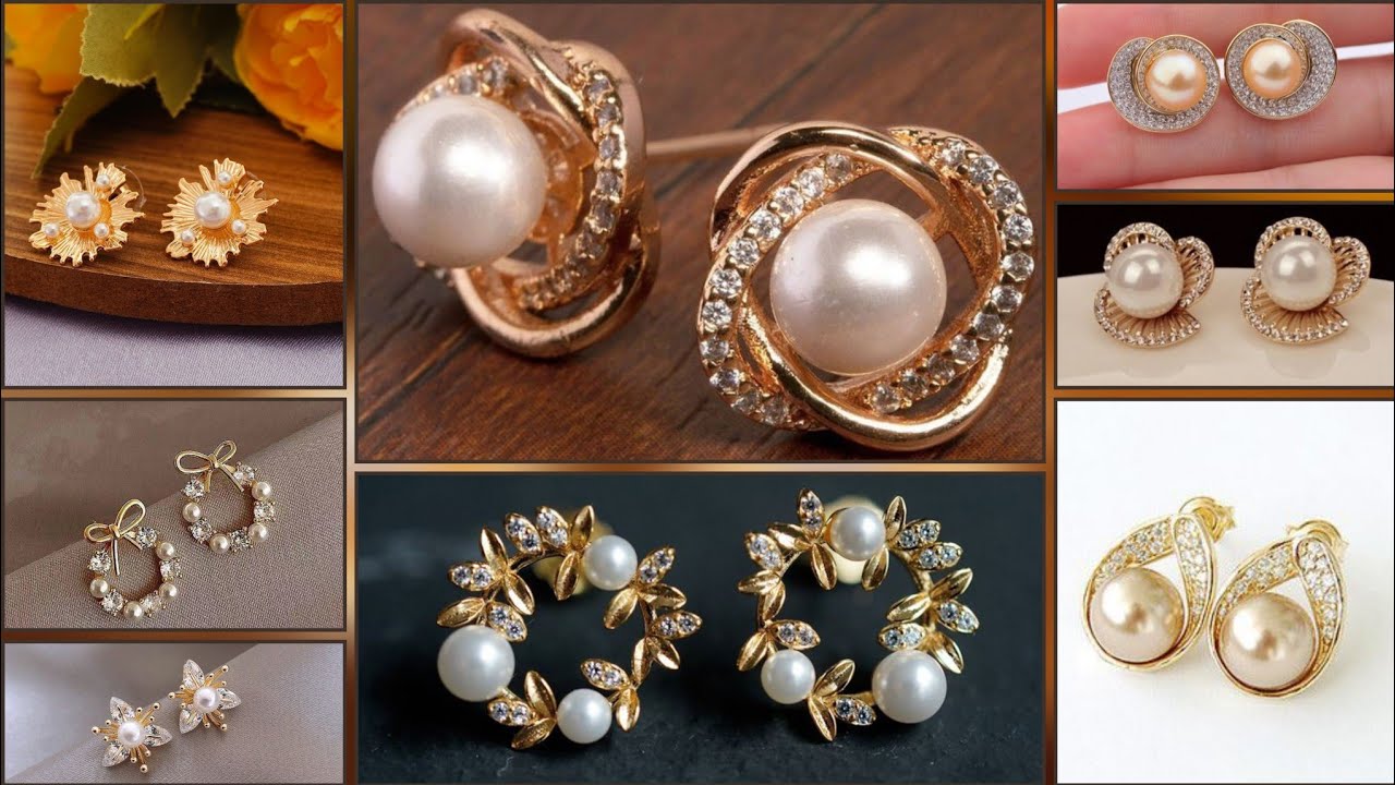 Stud Gold Earrings Designs/Gold Studs designs/light weight gold studs ...