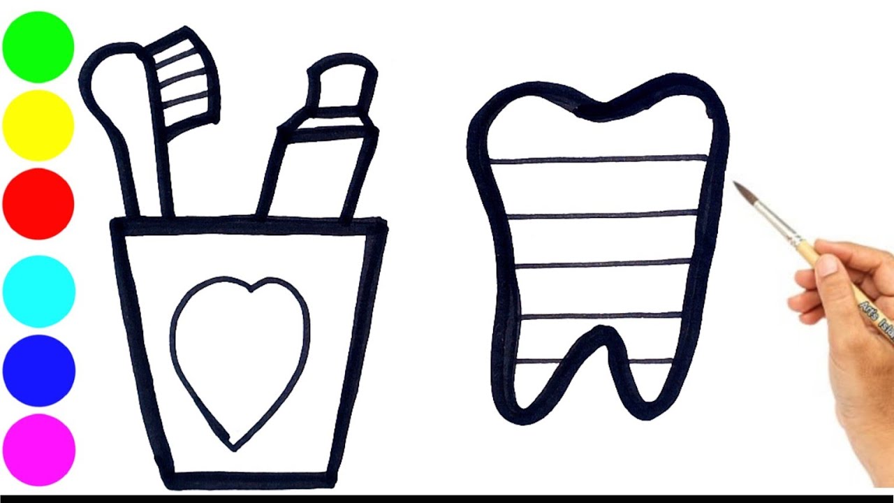 How to draw toothbrush with toothpaste | for kids and toddler's.. - YouTube