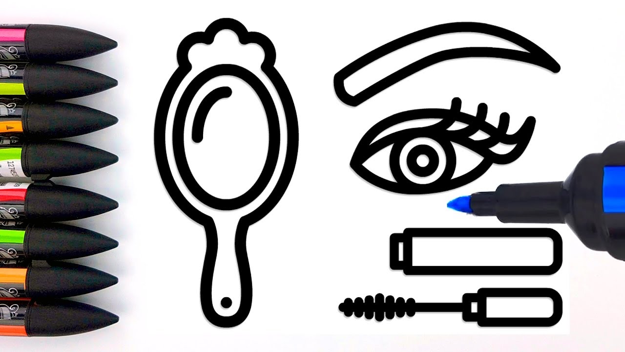 Makeup Coloring Pages - Eye Shadow Drawing - Colouring Videos for Kids ...