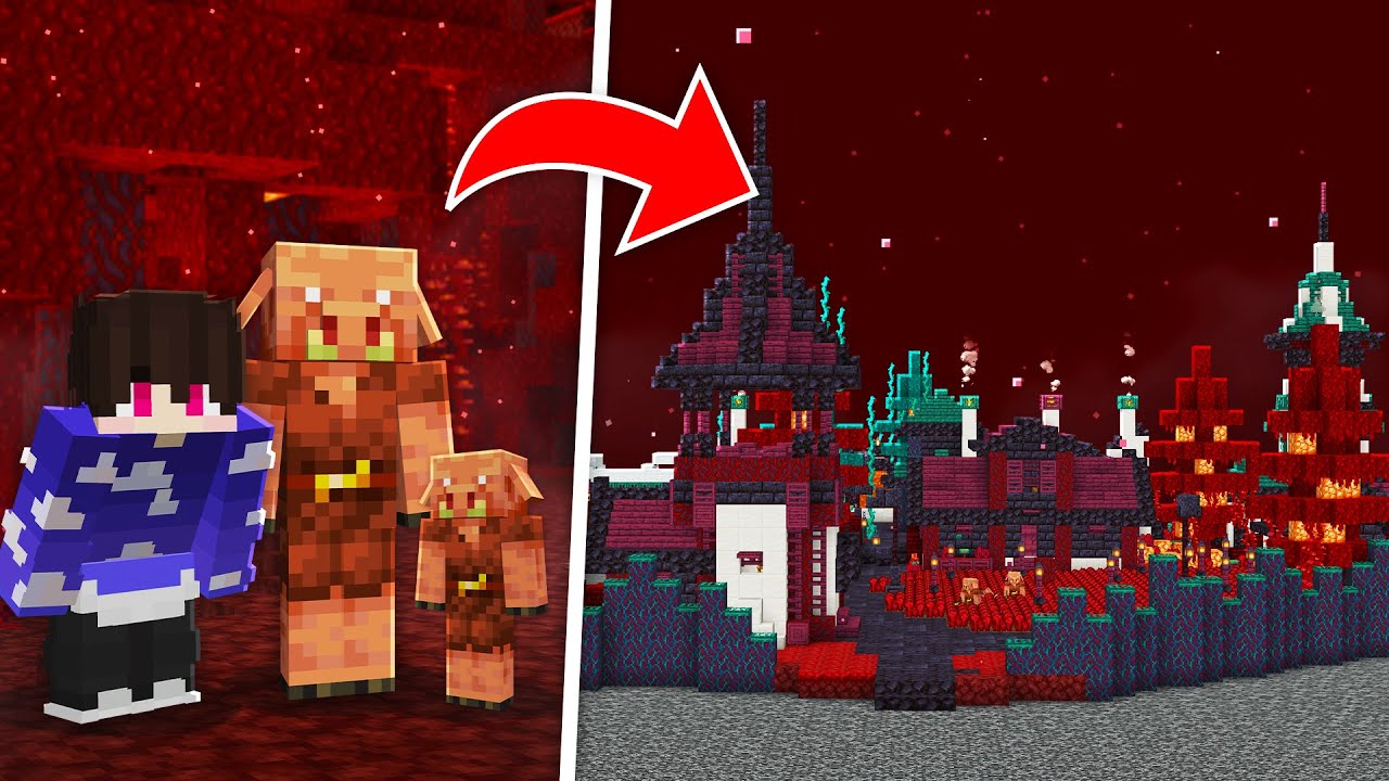 EU CONSTRUÍ UMA CIDADE PIGLIN NESSE SERVIDOR DE MINECRAFT - YouTube