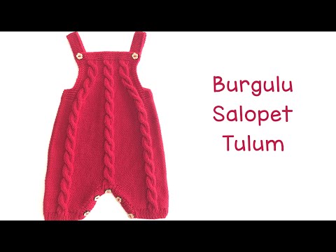 Burgulu Salopet Tulum | Askılı Bebek Tulumu | How to Knit Baby Romper?