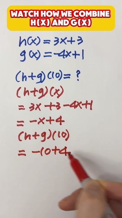 Adding Functions:Evaluating (h+g)(10) - YouTube