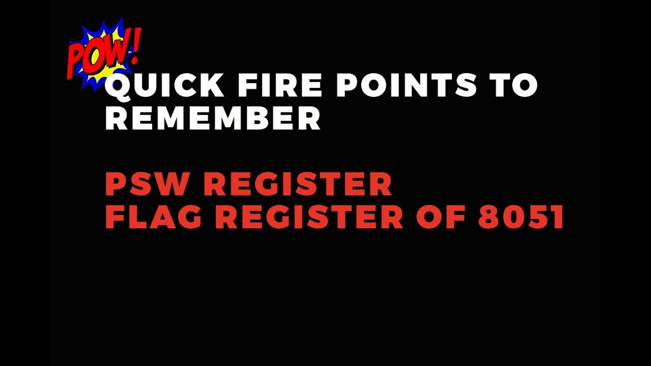 PSW Register Of 8051 | Quick fire Points to Remember | Embedded System ...