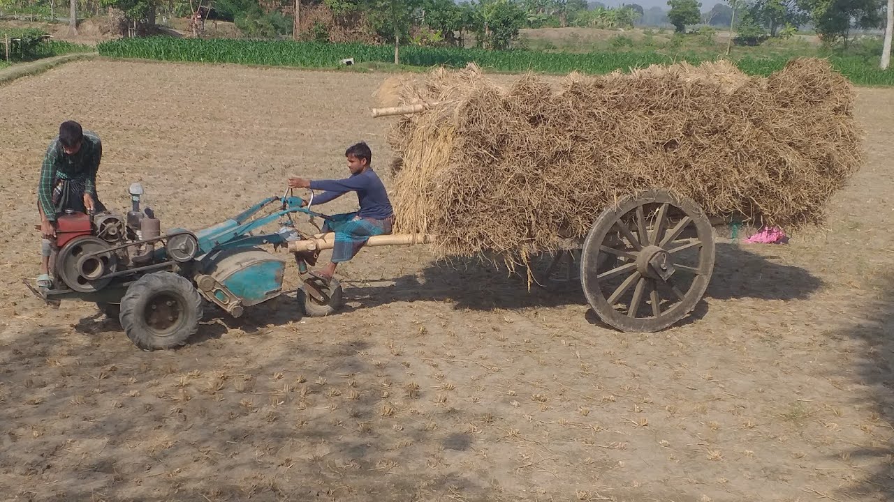 Madness Technology on Bangladesh || Power Tiller and Bullock Cart Mixed ...